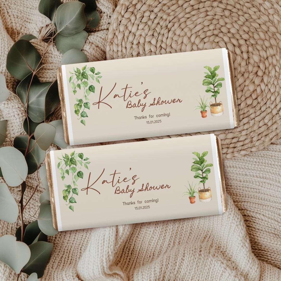 Indoor Plant Themed Printable Chocolate Bar Wrapper Template With ...