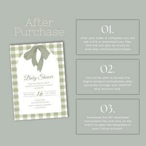 Editable Sage Green Preppy Gingham Baby Shower Food Card Label | Buffet ...