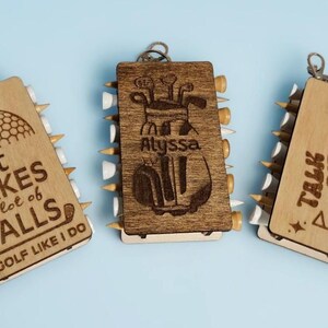 Engraved Wooden Golf Tee Holder, Personalized Golf Tee Holder, Golf ...