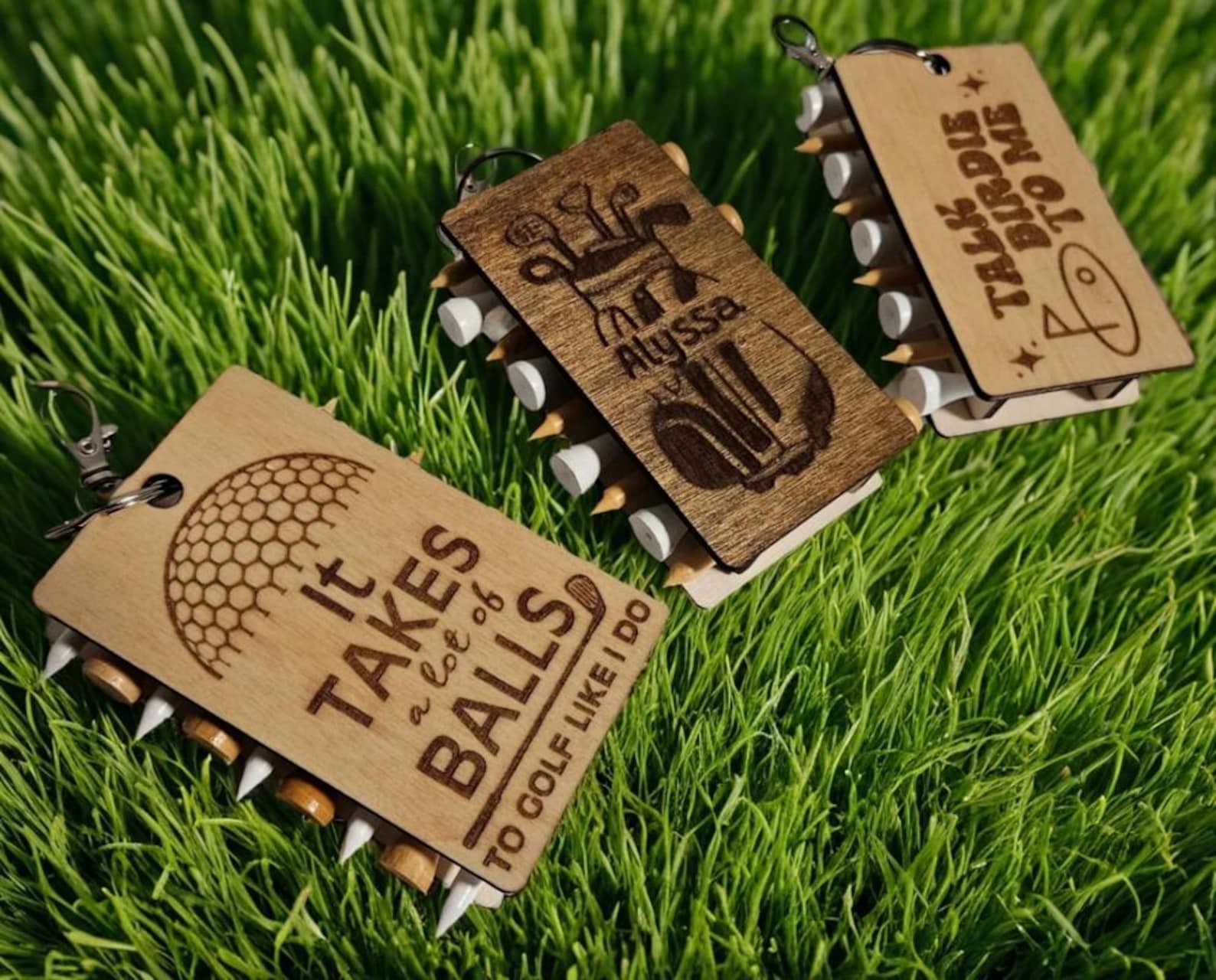 Engraved Wooden Golf Tee Holder, Personalized Golf Tee Holder, Golf ...