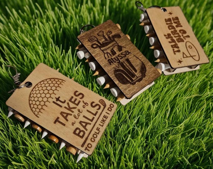Personalized Golf Tee Keychain, Golf Bag Tag, Golf Tee Holder ...