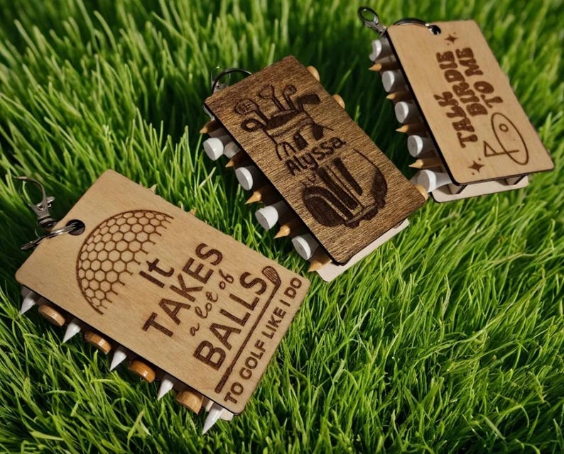 Engraved Wooden Golf Tee Holder, Personalized Golf Tee Holder, Golf ...