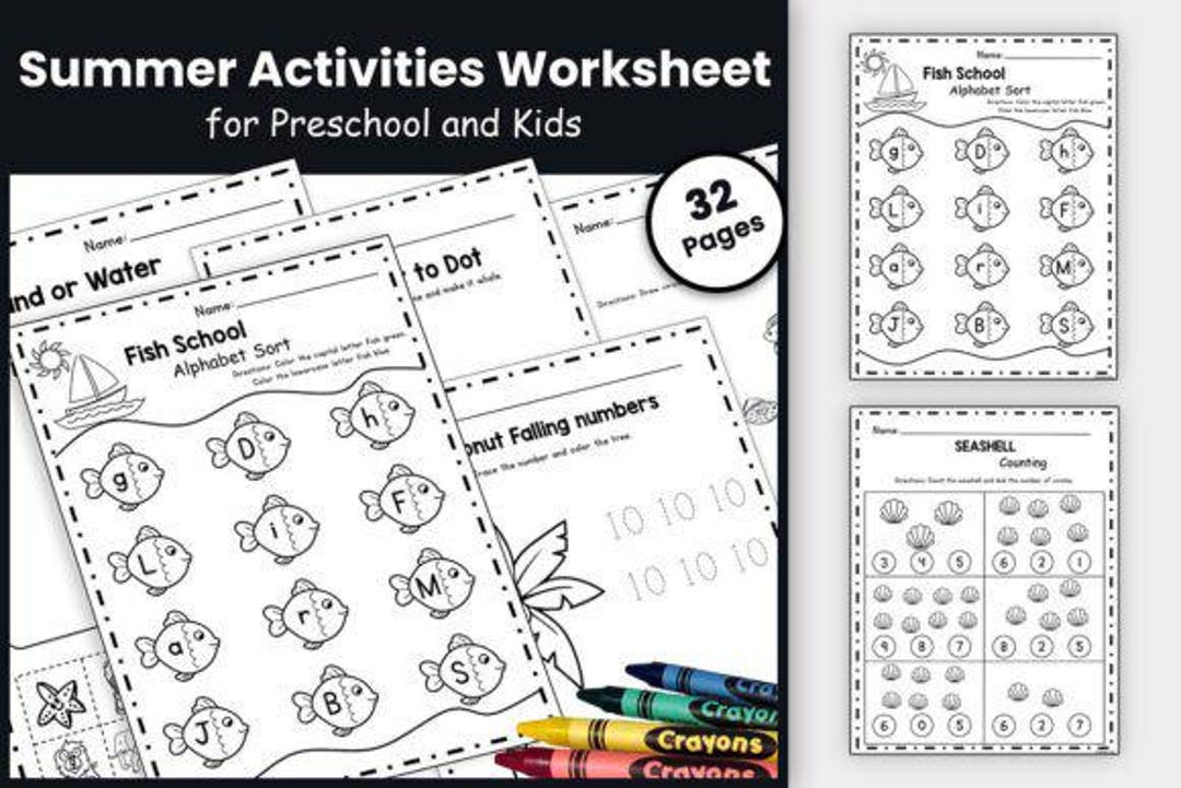 Preschool Summer Packet Kid's Worksheets - Etsy