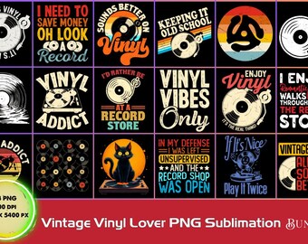 Vintage Vinyl Lover PNG Bundle - Etsy