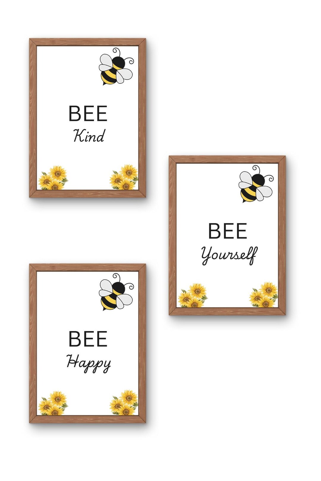 Bee-themed Inspirational Wall Art | Bee Kind, Bee Yourself, Bee Happy ...