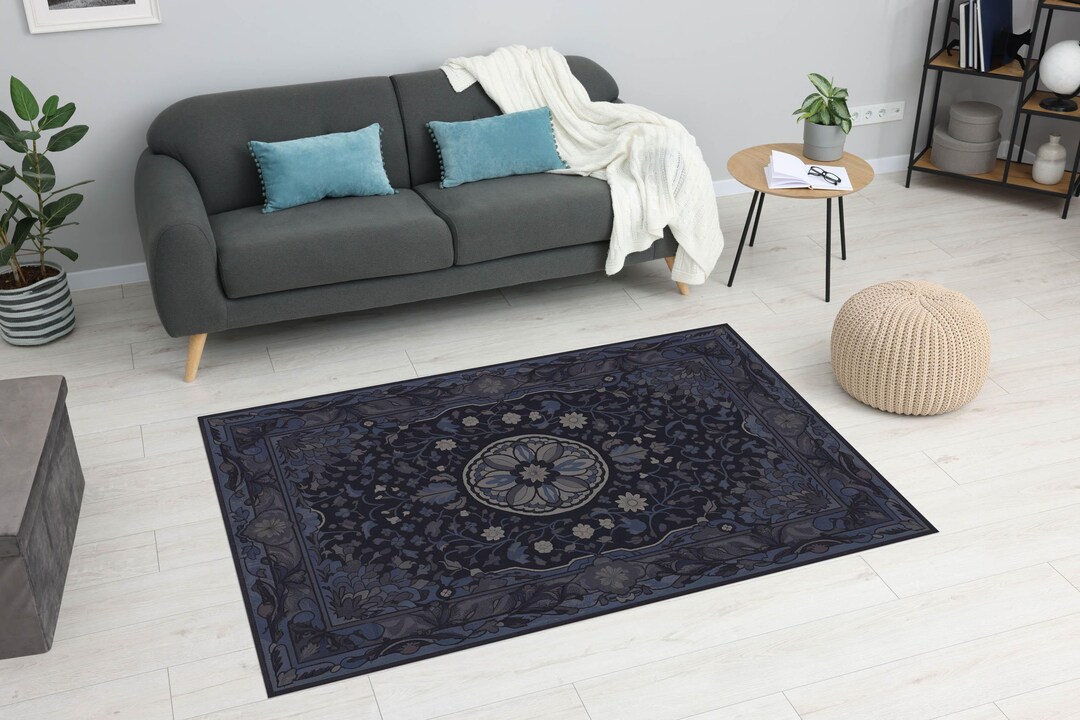Custom Blue Gray Floral Rug | Vintage Design Persian Rug | Oriental ...