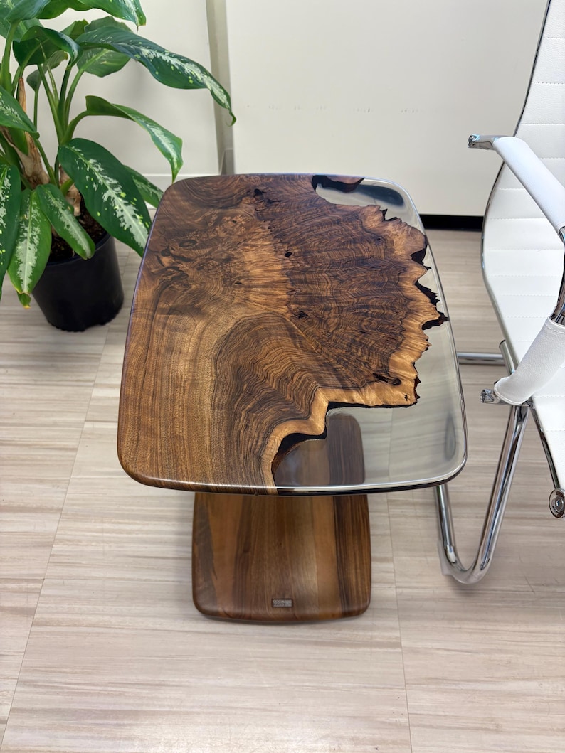 Handmade Walnut Epoxy Side Table on Wheels - Modern Accent Furniture - Etsy