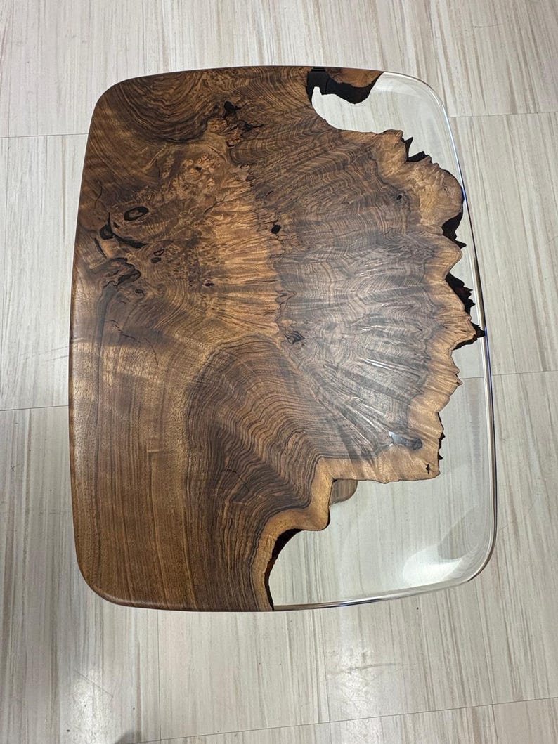 Handmade Walnut Epoxy Side Table on Wheels - Modern Accent Furniture - Etsy