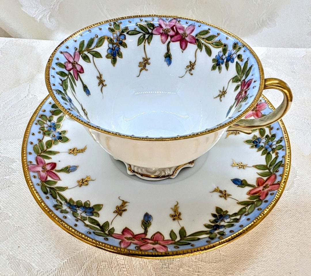RARE Vintage Noritake Hand-painted Thin Eggshell Teacup & Saucer Pink ...