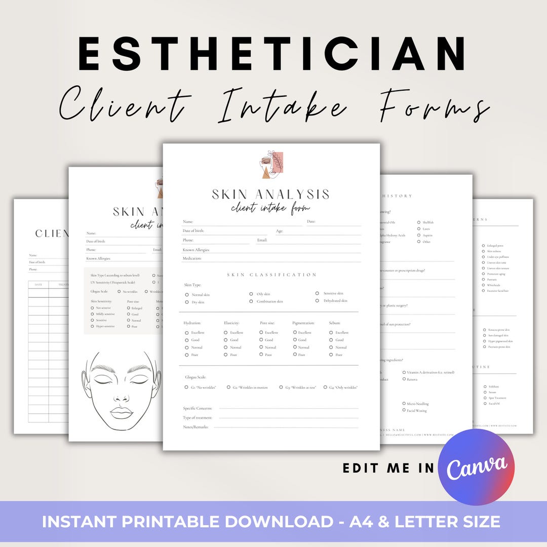 Editable Facial Treatment Consultation Forms | Aesthetician Client ...