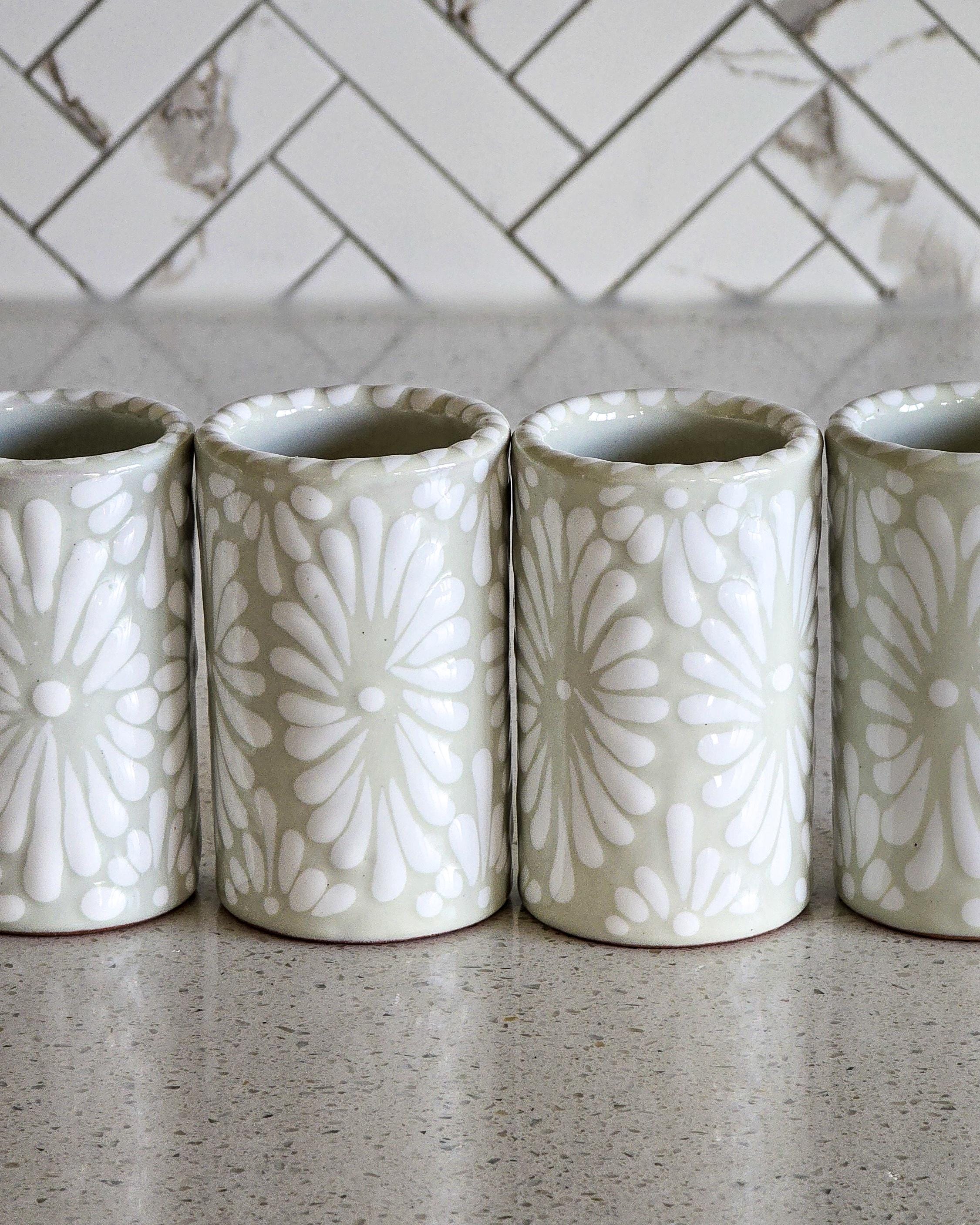 Mexican Talavera Shooters, Shot Glasses White, Bridal Party Favors - Etsy