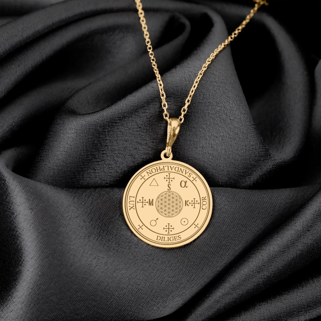 Archangel Sandalphon Seal Necklace: Flower of Life Amulet, Angel of ...
