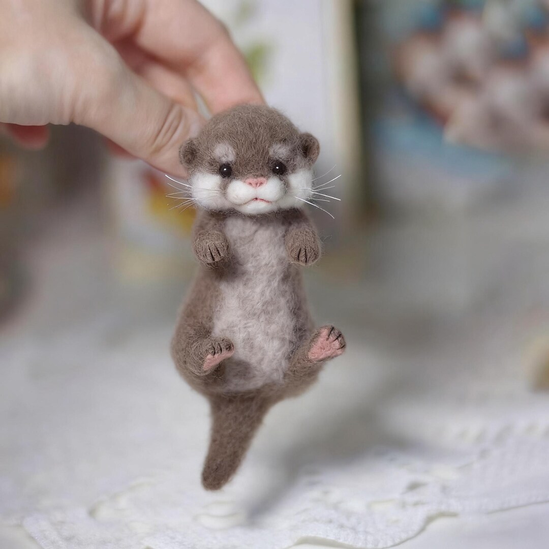 Handmade Needle Felted Otter - Natural Wool Animal Figurine - Etsy