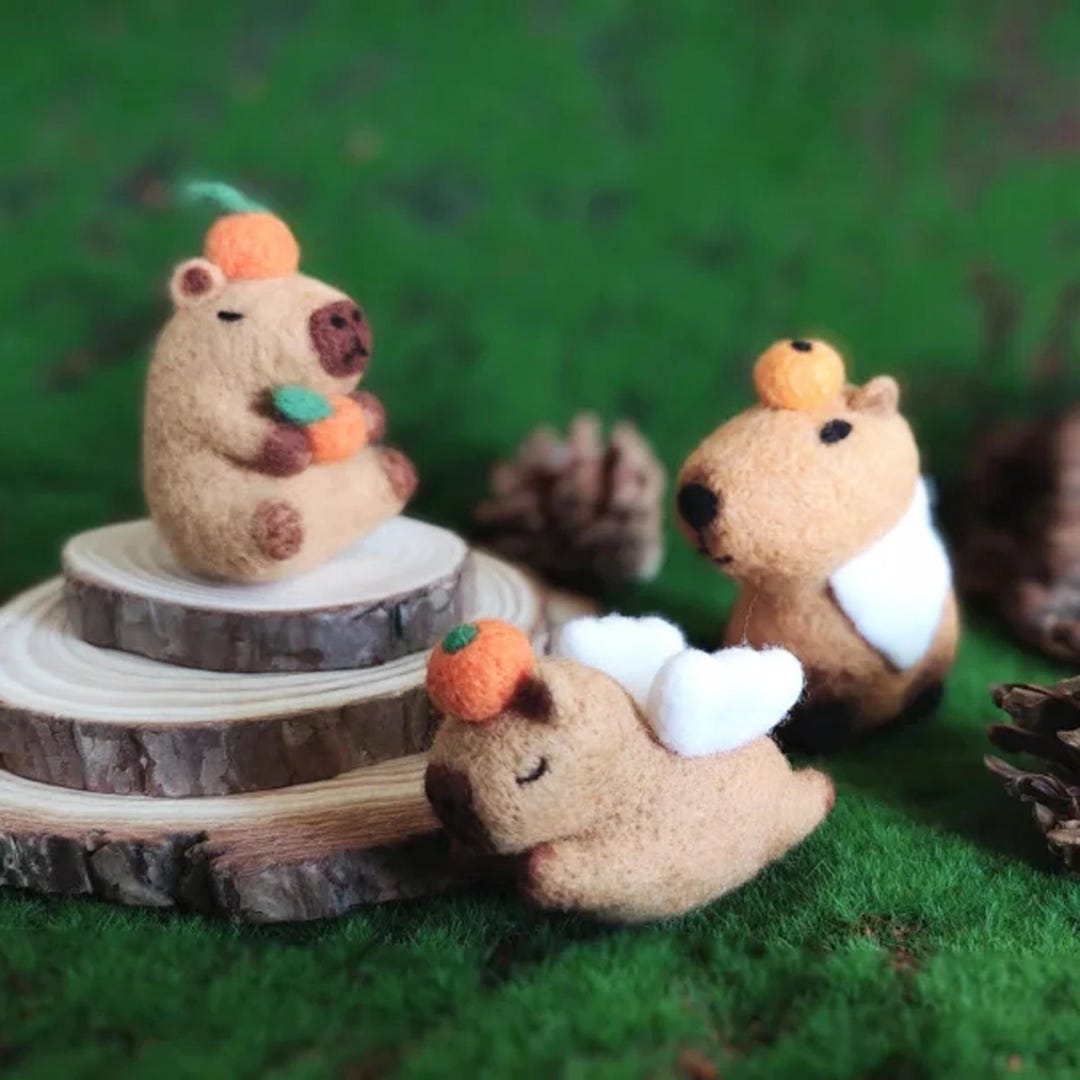 Mini Felt Capybara Sculpture,needle Felted Animals,miniature Wildlife ...