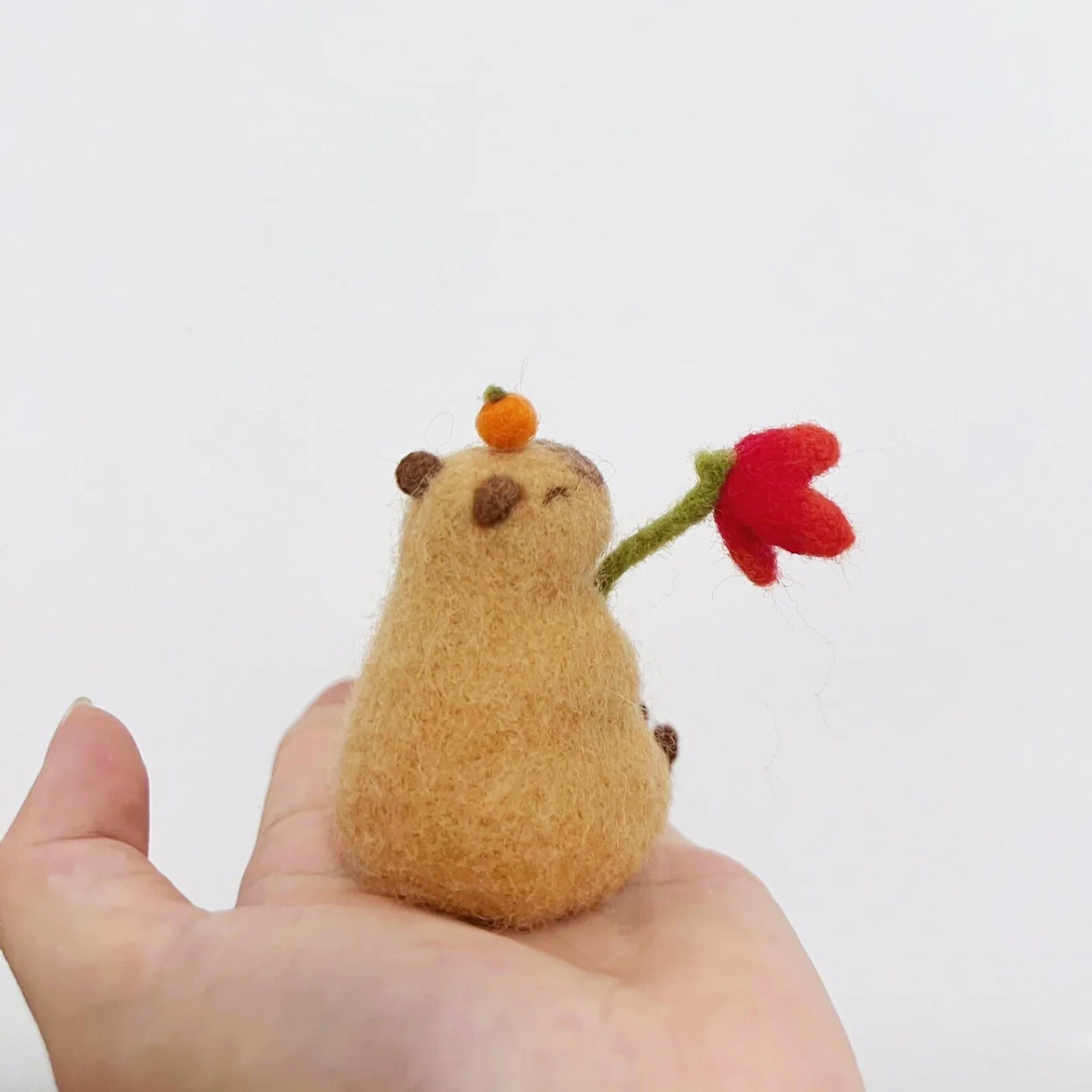Mini Felt Capybara Figurine, Needle Felted Wildlife Animals Ornaments ...