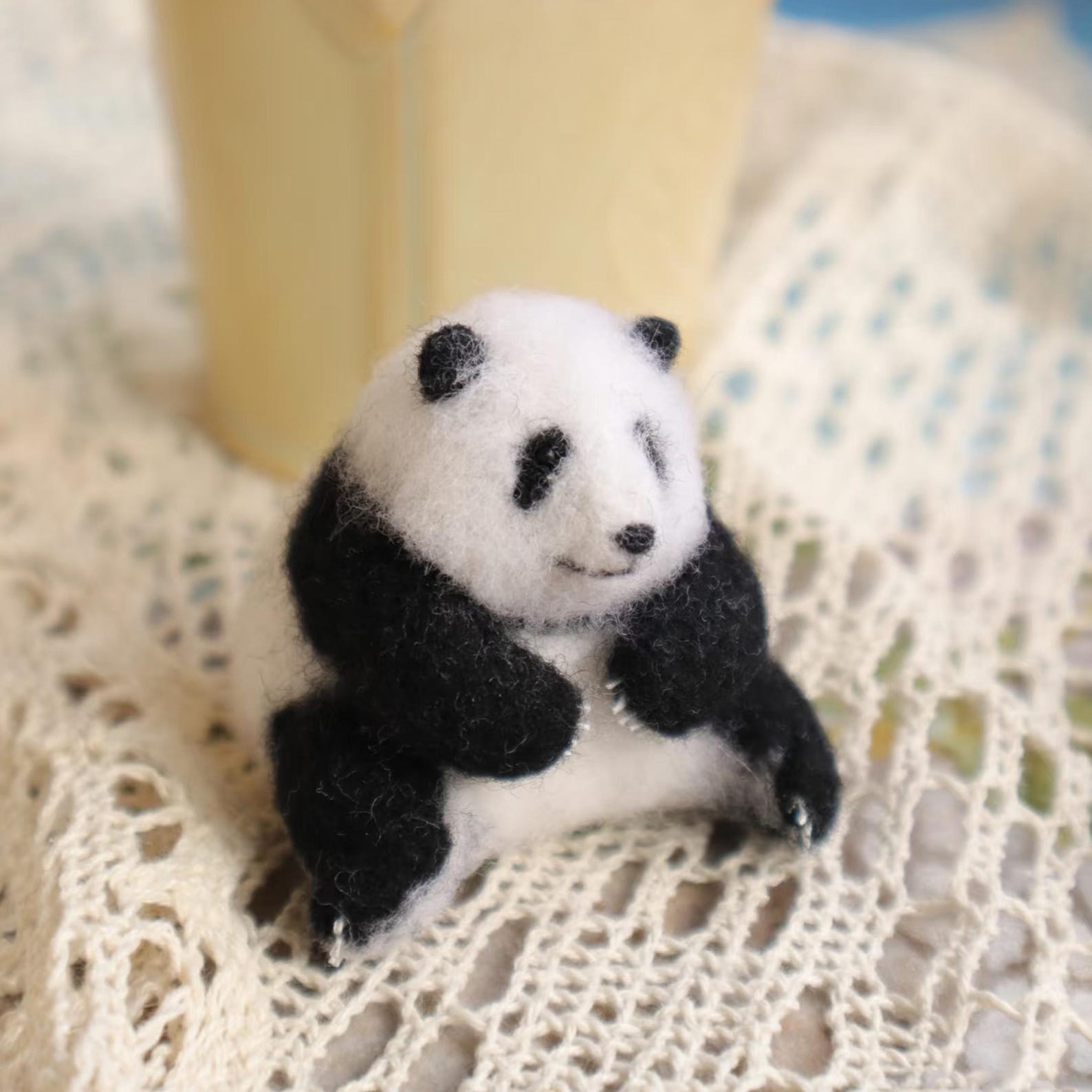 Mini Felt Panda Figurine,needle Felted Wildlife Animals,panda Ornaments ...