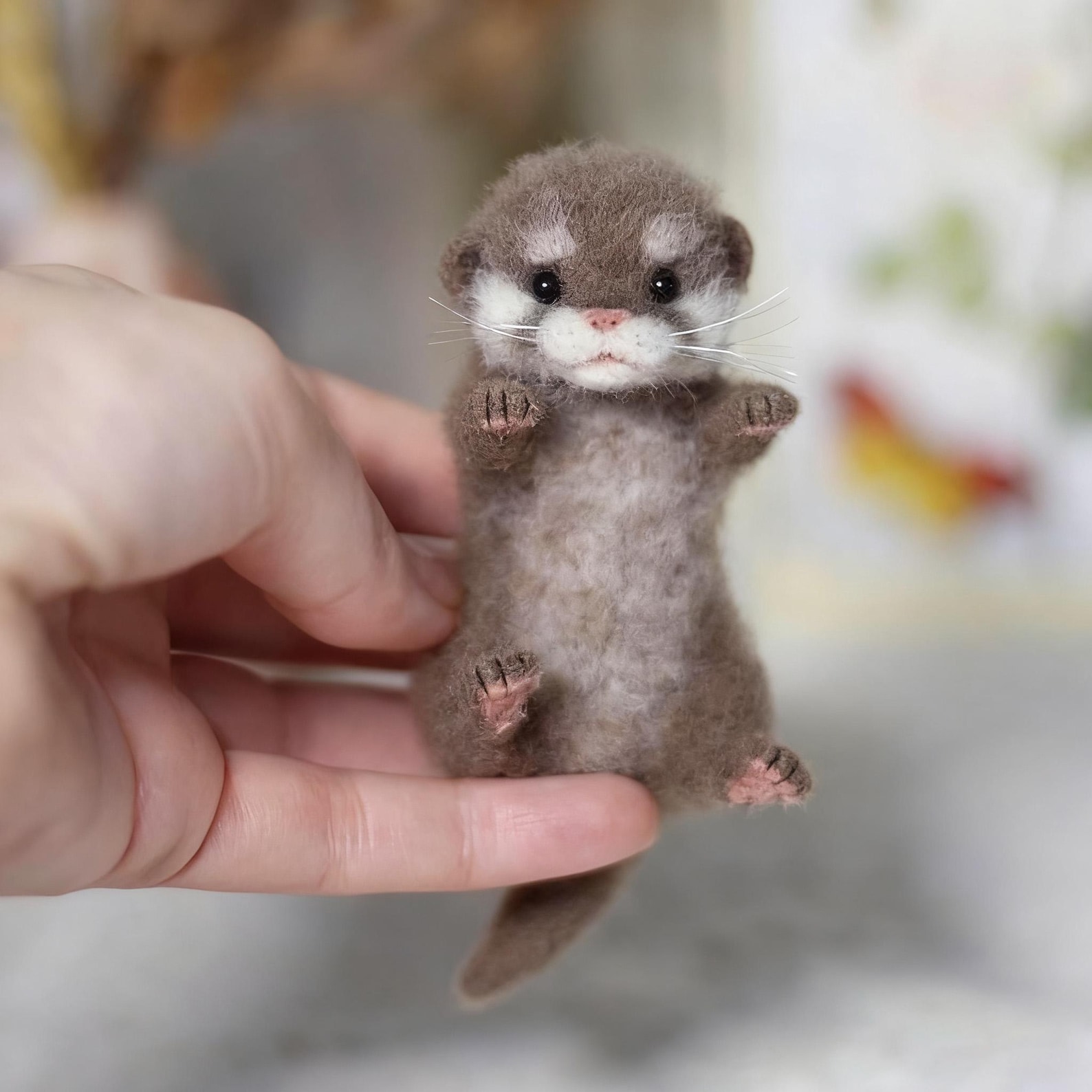 Handmade Needle Felted Otter - Natural Wool Animal Figurine - Etsy