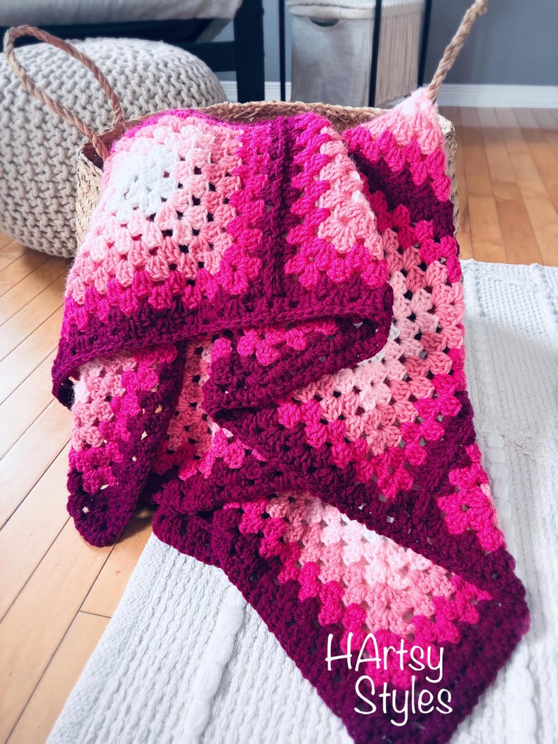 CROCHET PATTERN: Classic Granny Square Blanket, Retro Ombre Afghan (PDF ...