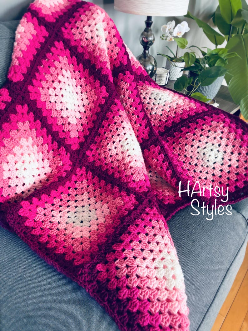 CROCHET PATTERN: Classic Granny Square Blanket, Retro Ombre Afghan (PDF ...