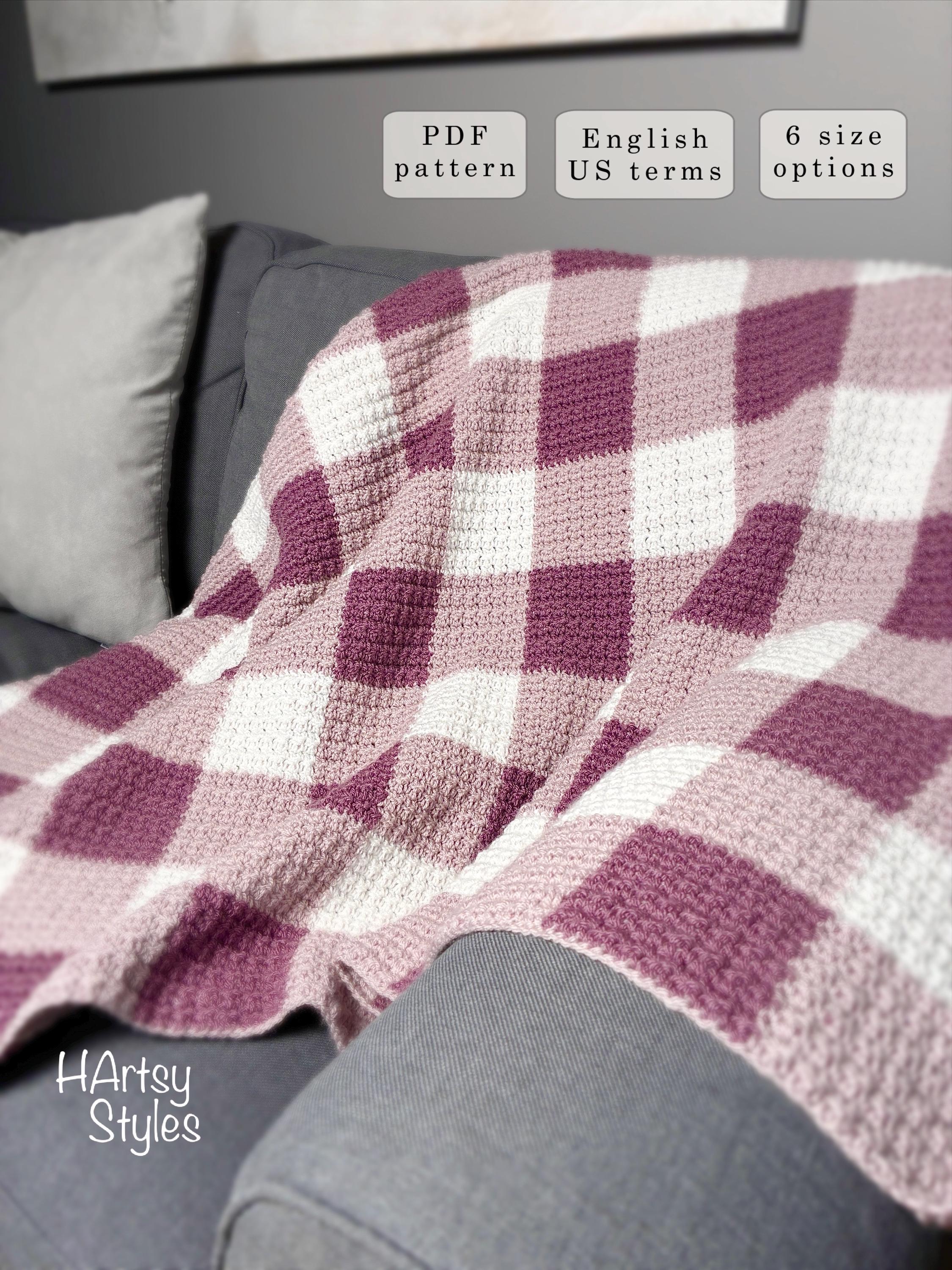 CROCHET PATTERN: Easy Plaid Blanket, Checkered Afghan (PDF Download ...