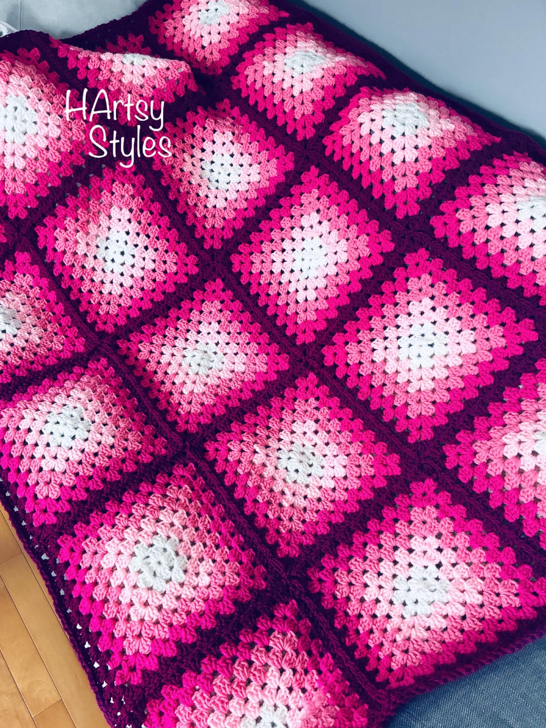 CROCHET PATTERN: Classic Granny Square Blanket, Retro Ombre Afghan (PDF ...