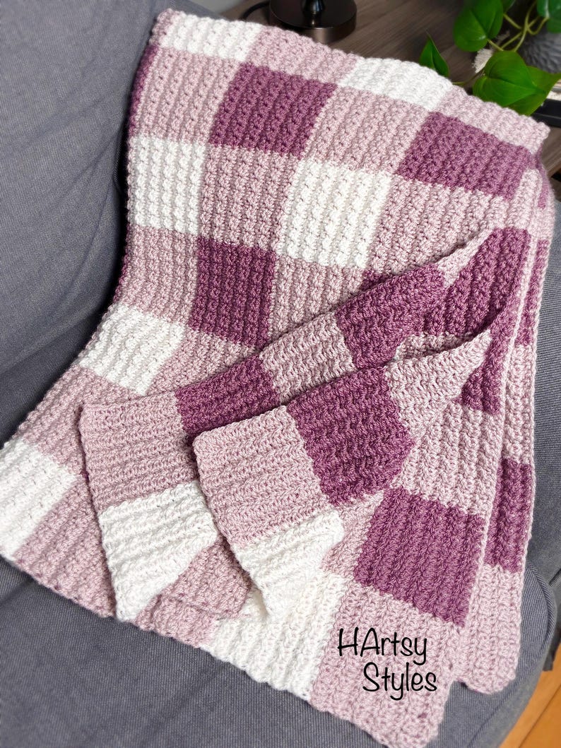 CROCHET PATTERN: Easy Plaid Blanket, Checkered Afghan (PDF Download ...