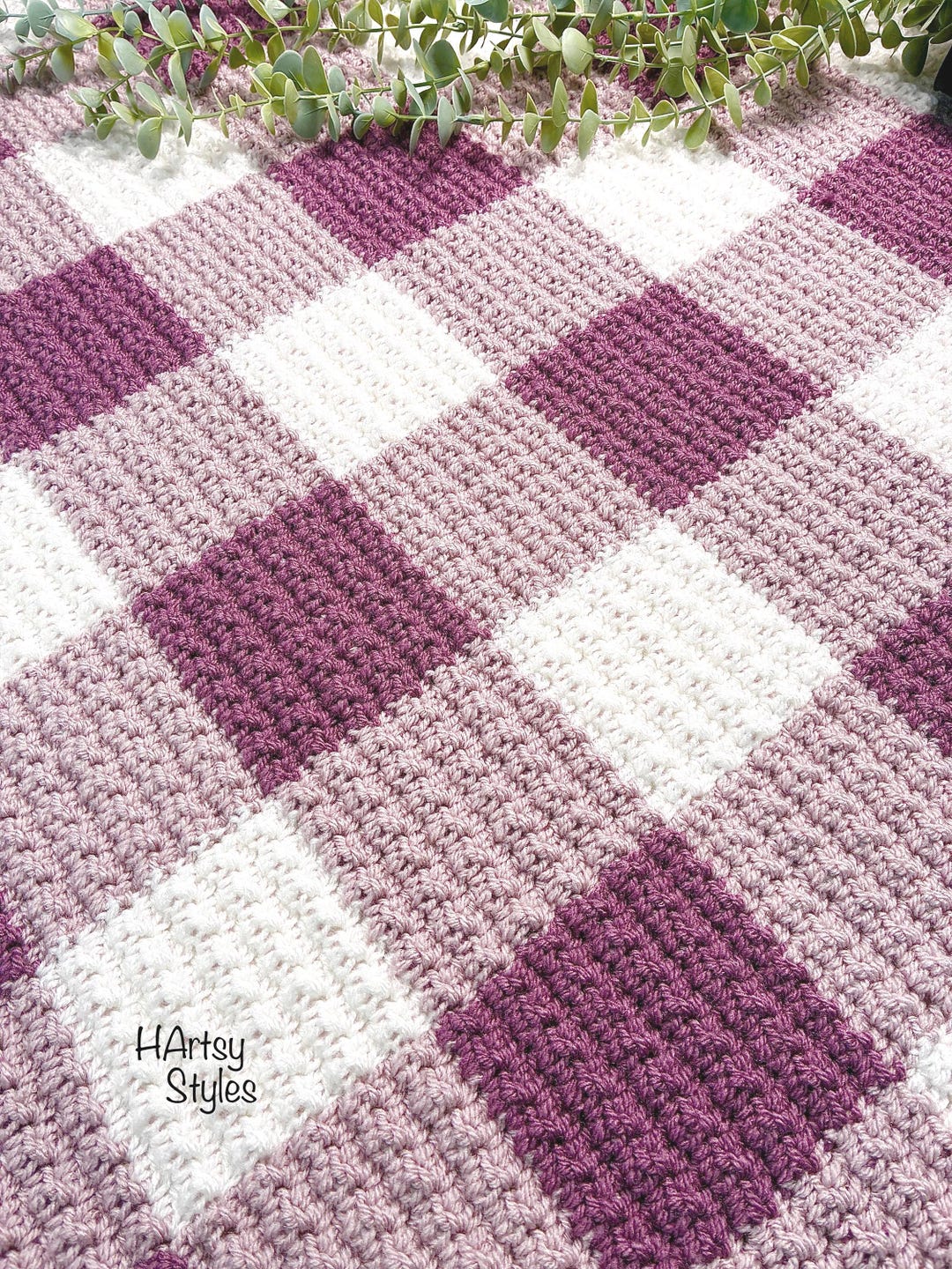 CROCHET PATTERN: Easy Plaid Blanket, Checkered Afghan (PDF Download) - the Oppa Gingham Style - Etsy