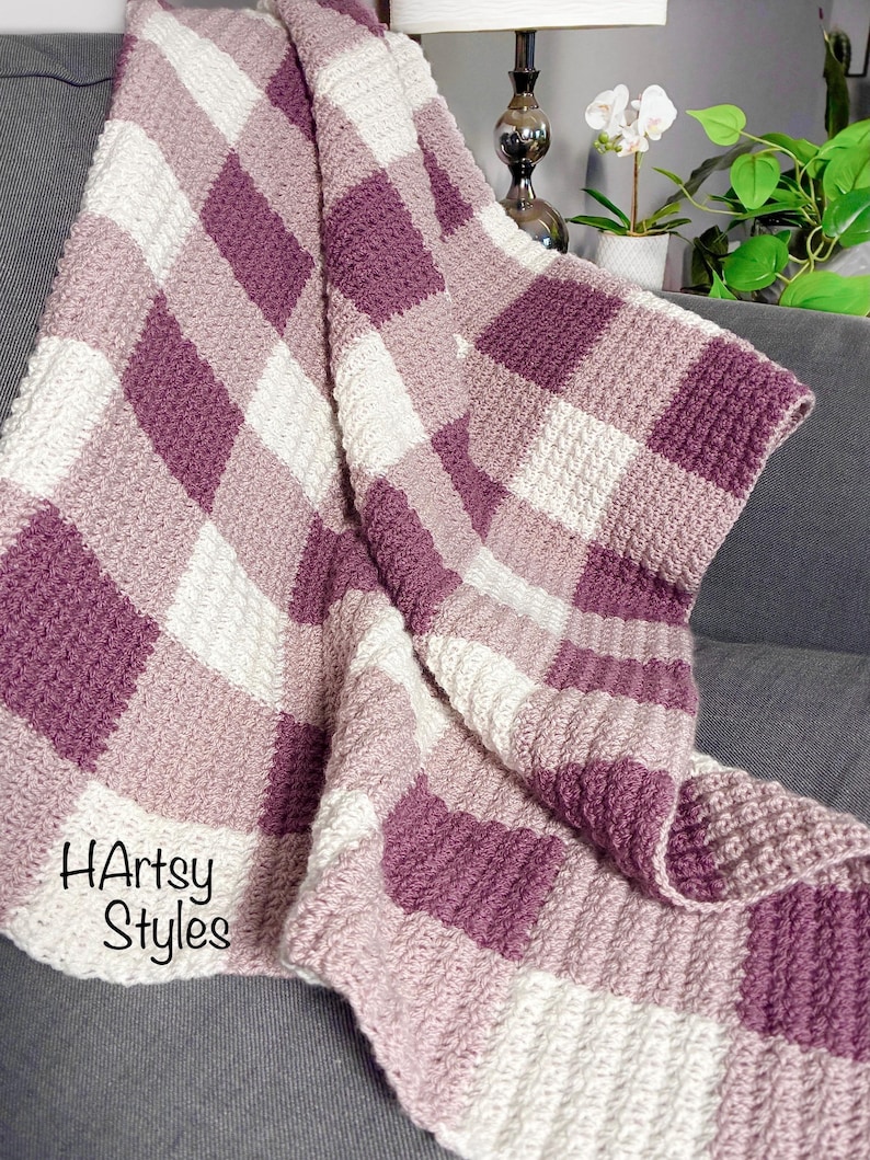 CROCHET PATTERN: Easy Plaid Blanket, Checkered Afghan (PDF Download ...
