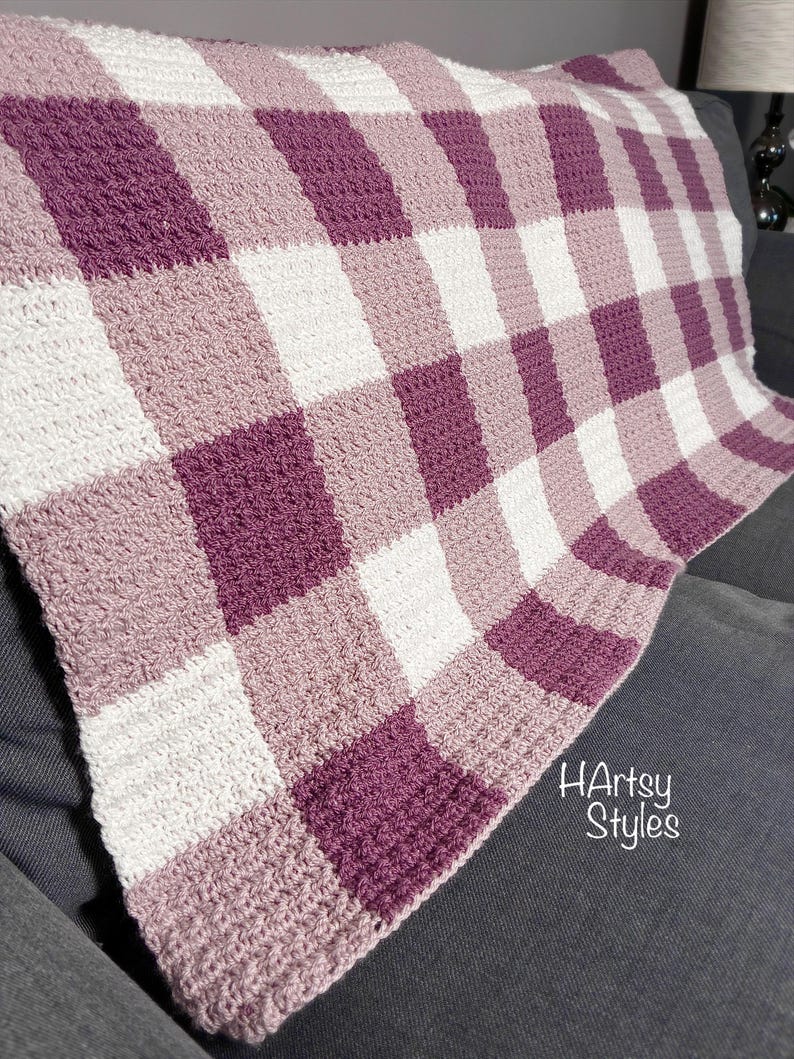 CROCHET PATTERN: Easy Plaid Blanket, Checkered Afghan (PDF Download ...