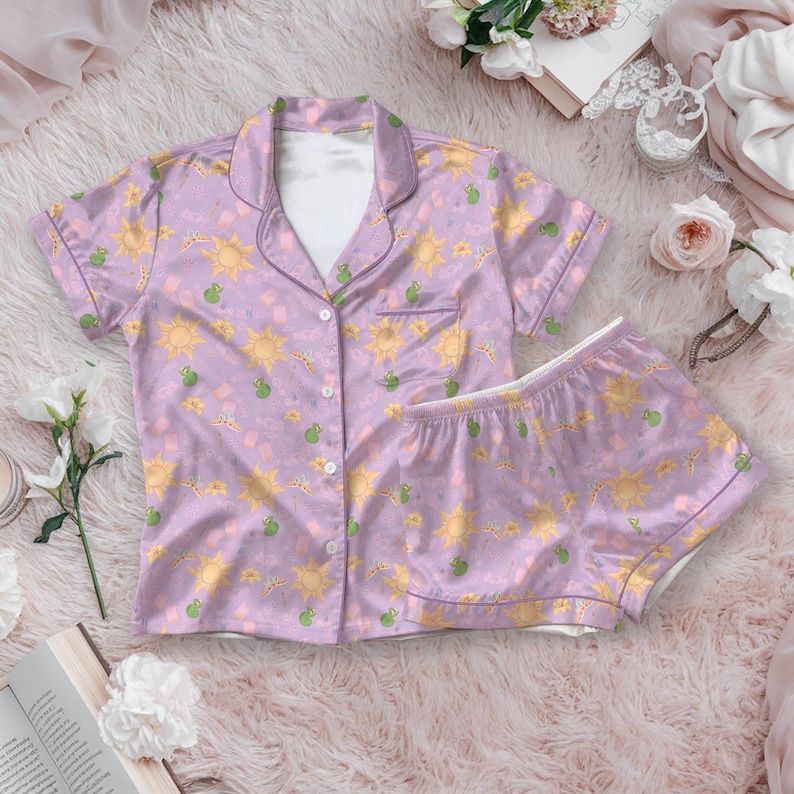 Disney Tangled Satin Pajamas Set, Rapunzel Princess Pjs, Tangled ...