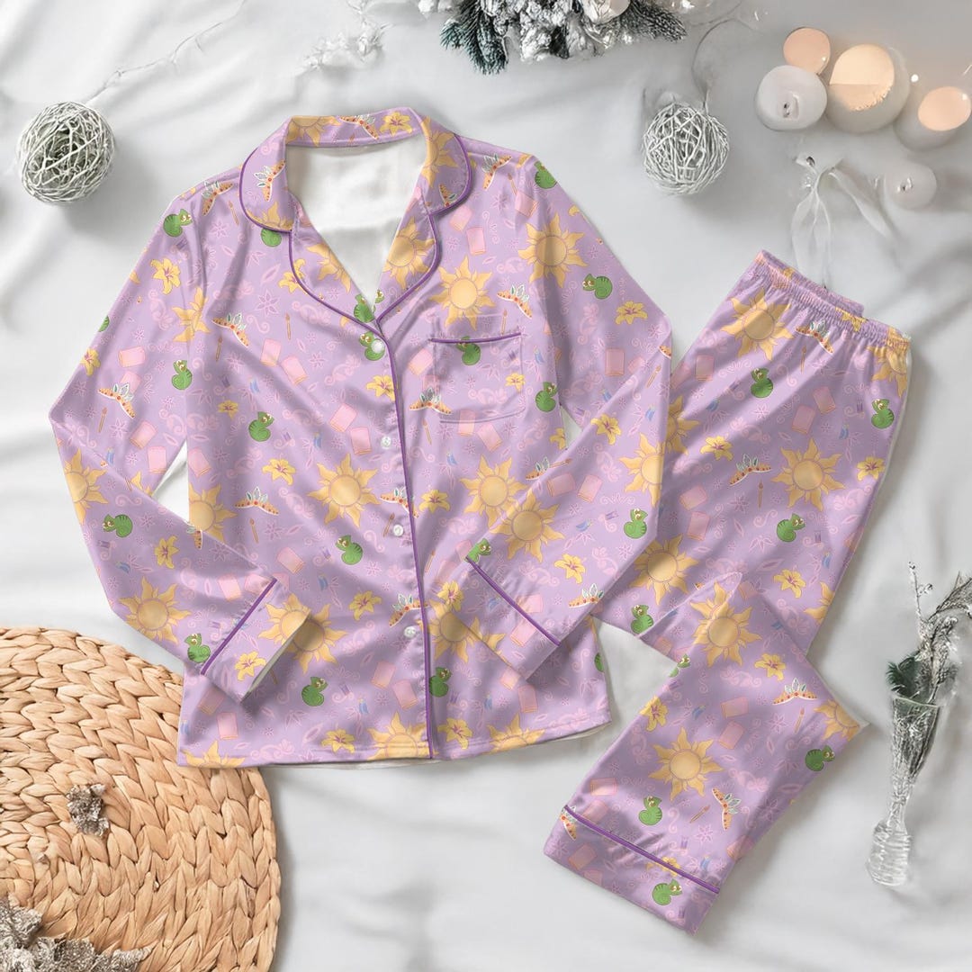 Disney Tangled Satin Pajamas Set, Rapunzel Princess Pjs, Tangled ...