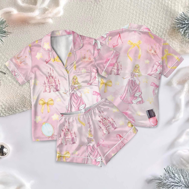 Sleeping Beauty Coquette Pajamas Short Set, Disney Aurora Princess Bow ...