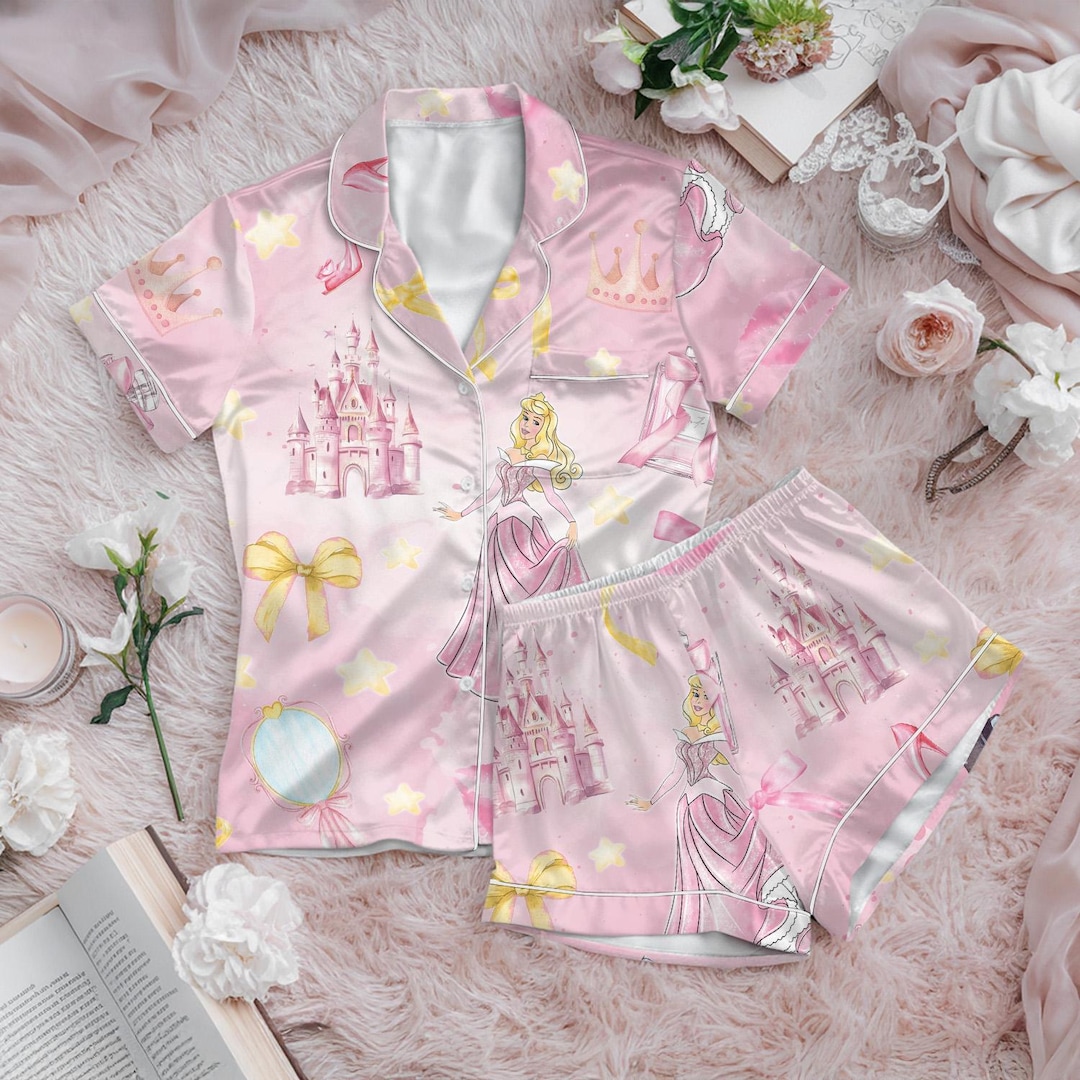Sleeping Beauty Coquette Pajamas Short Set, Disney Aurora Princess Bow ...