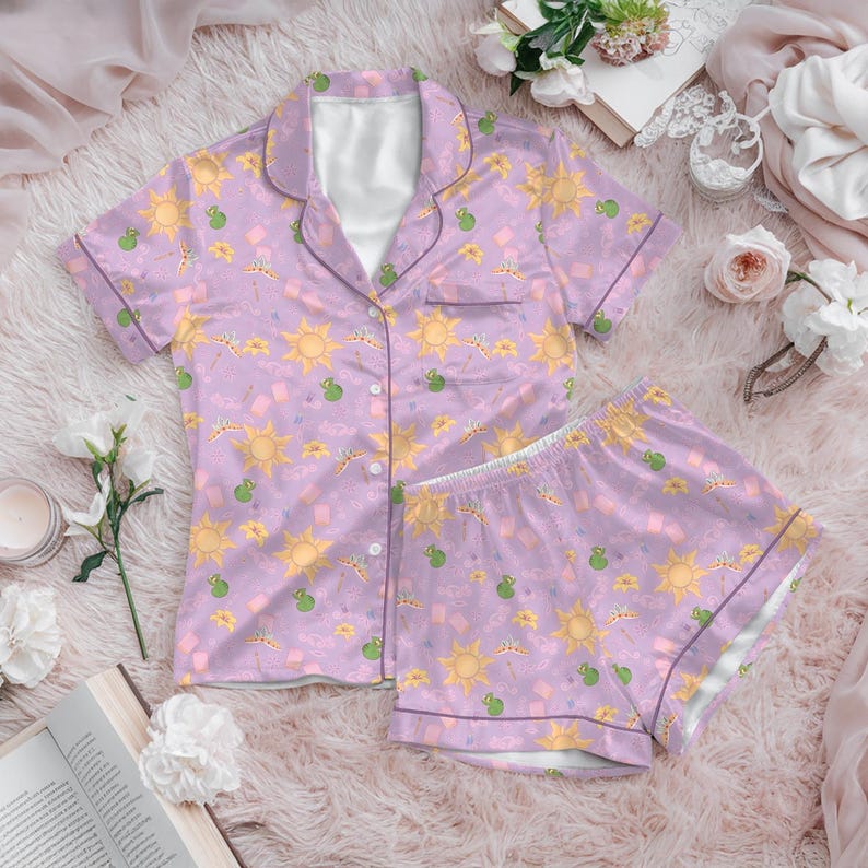 Disney Tangled Satin Pajamas Set, Rapunzel Princess Pjs, Tangled ...