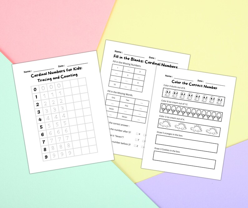 Cardinal and Ordinal Numbers Worksheet 20 Page | Easy Number ...