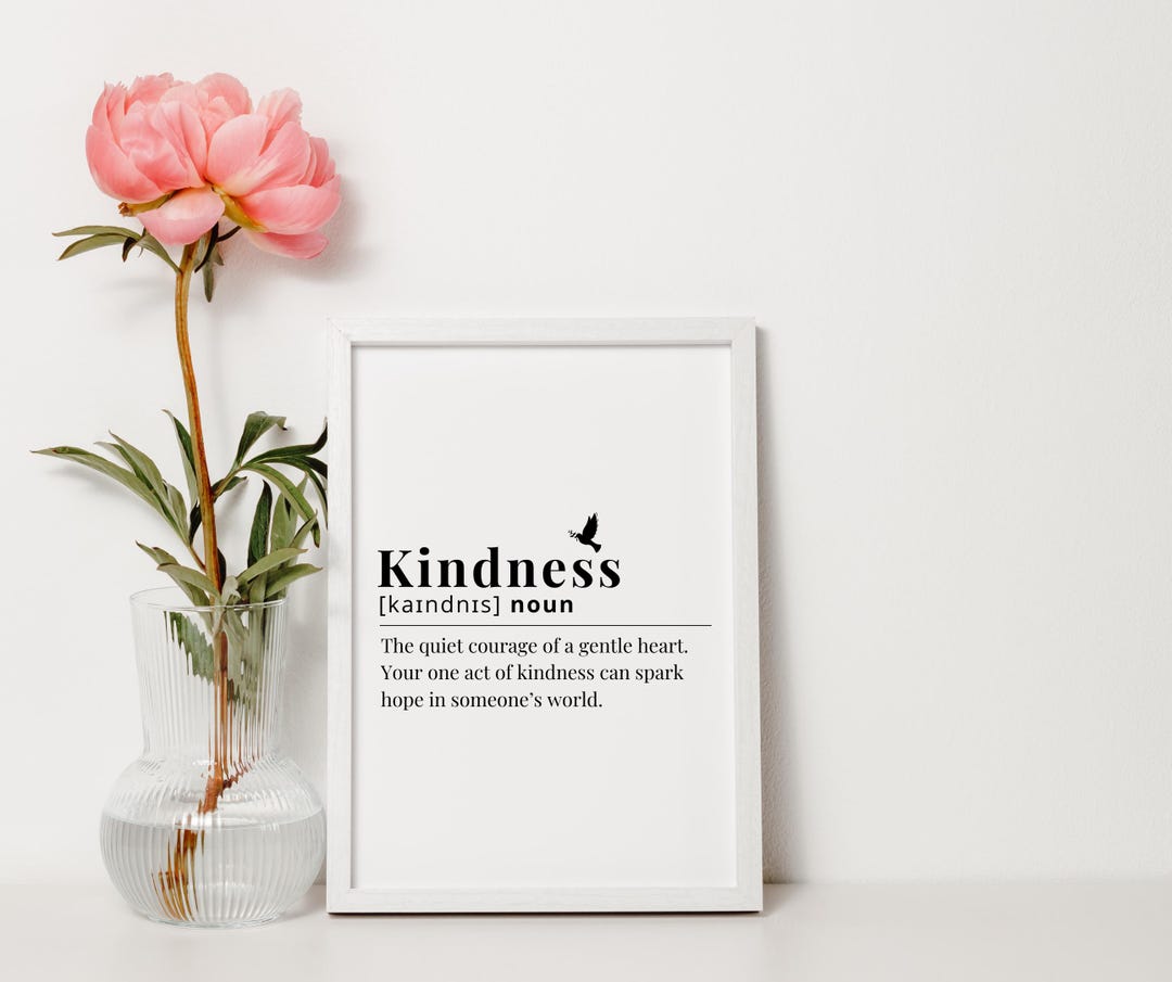 Kindness Definition Wall Art, Minimalist Printable Quote, Black and ...