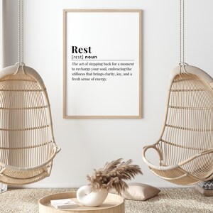 Rest Definition Wall Art – Self Care Printable Quote – Mental Health ...
