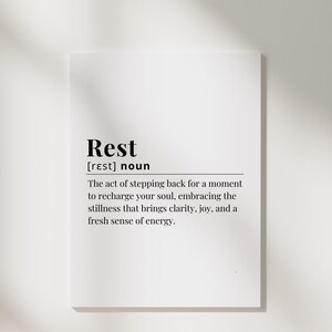 Rest Definition Wall Art – Self Care Printable Quote – Mental Health ...