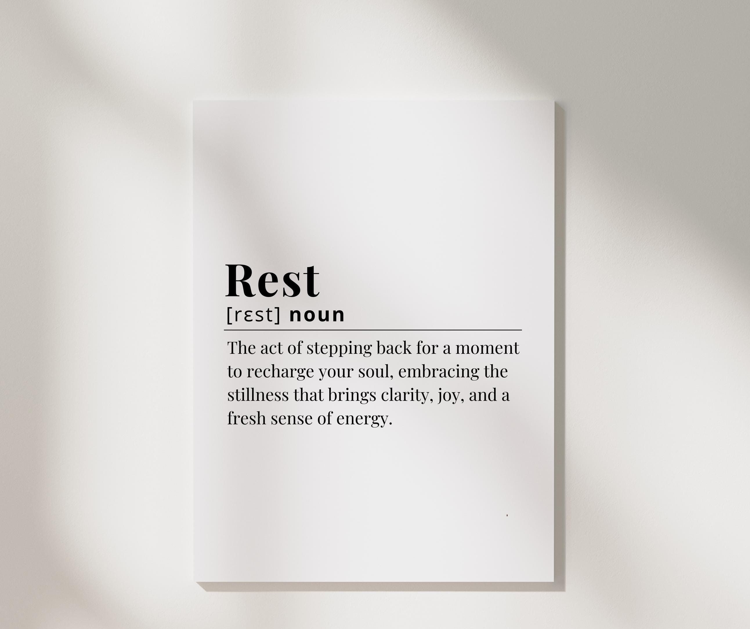 Rest Definition Wall Art – Self Care Printable Quote – Mental Health ...