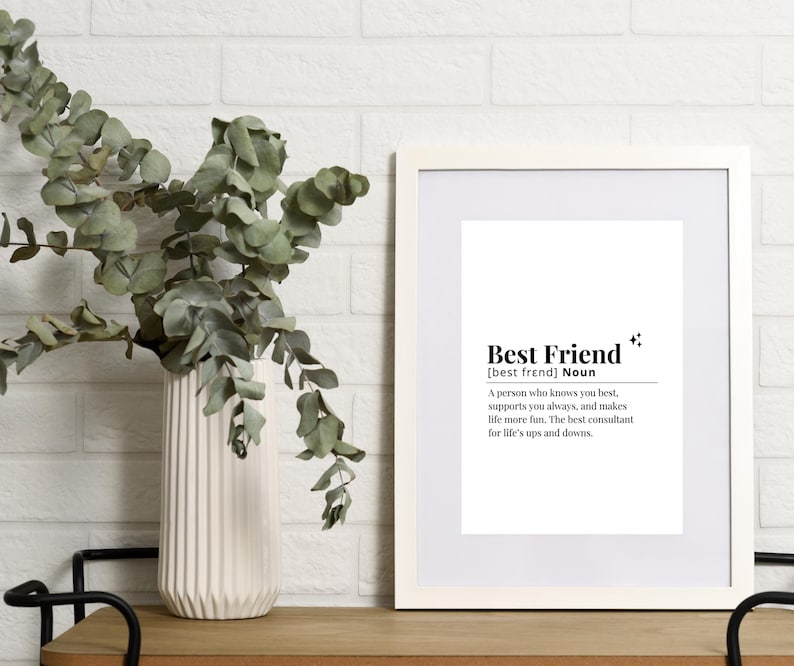 Best Friend Definition Print, Minimalist Friendship Wall Art, Besties ...