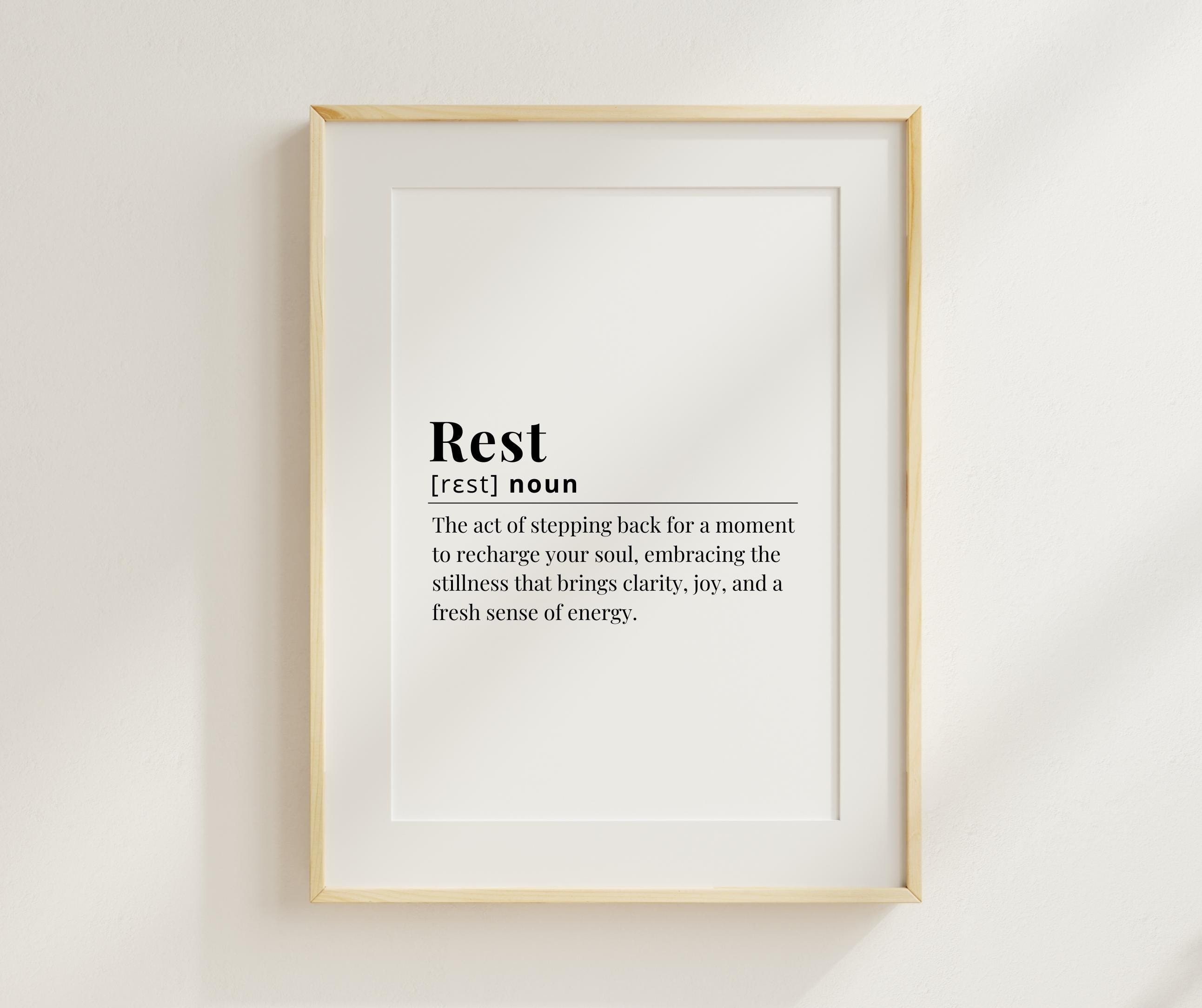 Rest Definition Wall Art – Self Care Printable Quote – Mental Health ...