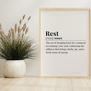 Rest Definition Wall Art – Self Care Printable Quote – Mental Health ...