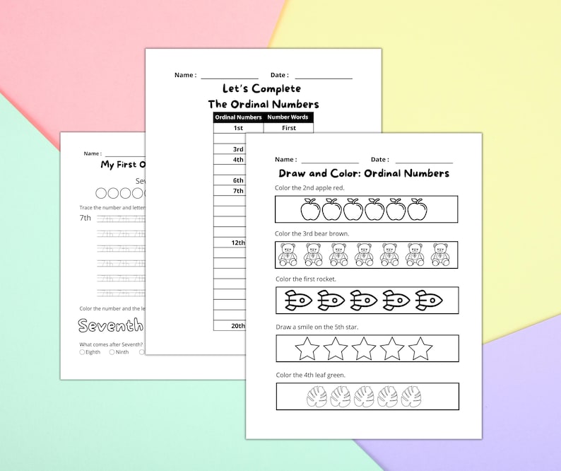 Cardinal and Ordinal Numbers Worksheet 20 Page | Easy Number ...