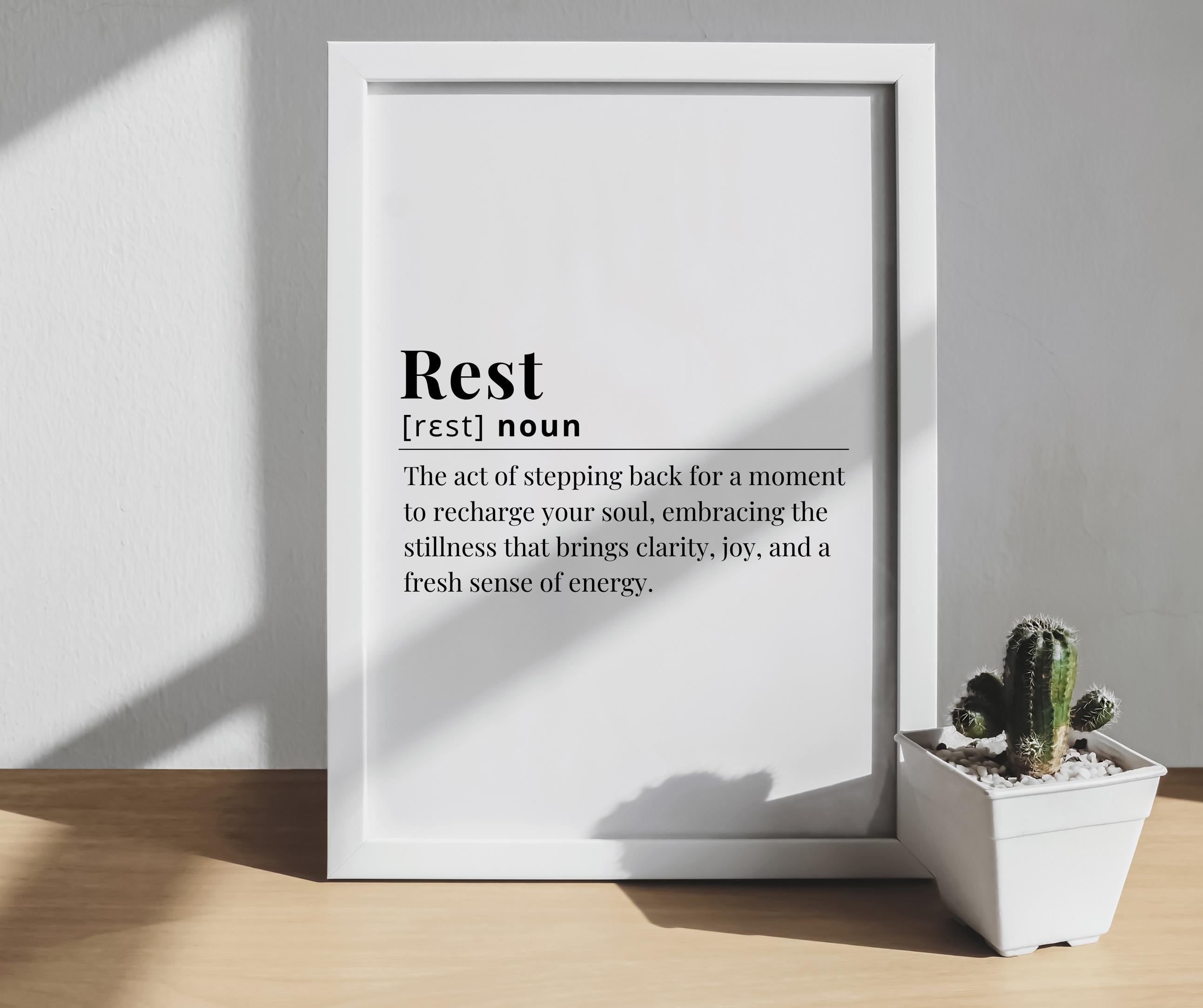 Rest Definition Wall Art – Self Care Printable Quote – Mental Health ...