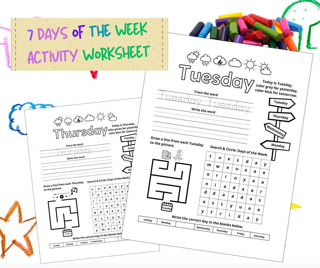 Days of the Week Worksheet for Kids - 7 Days Learning Activities ...