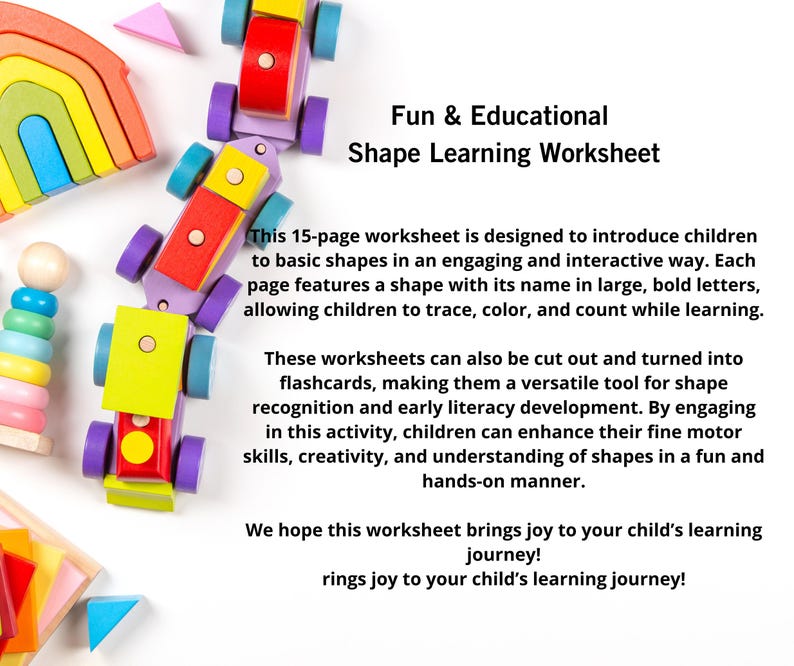 14 Page Shape Tracing Worksheet | Trace Color Count | Preschool ...