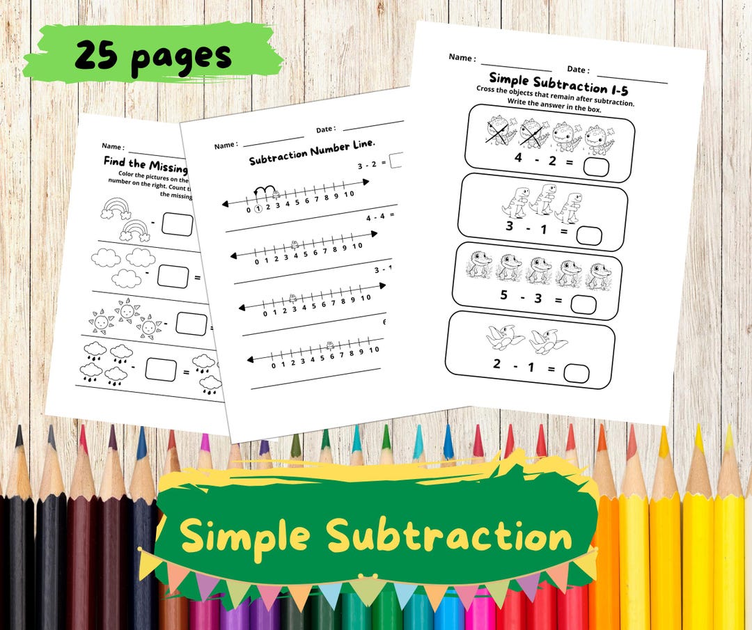 Subtraction Worksheets for Kids - 25 Pages Fun Math Printable ...