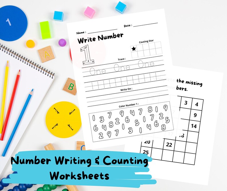 Number Writing and Counting Worksheets | Preschool Math Activities ...