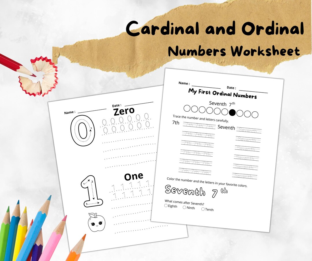 Cardinal and Ordinal Numbers Worksheet 20 Page | Easy Number ...