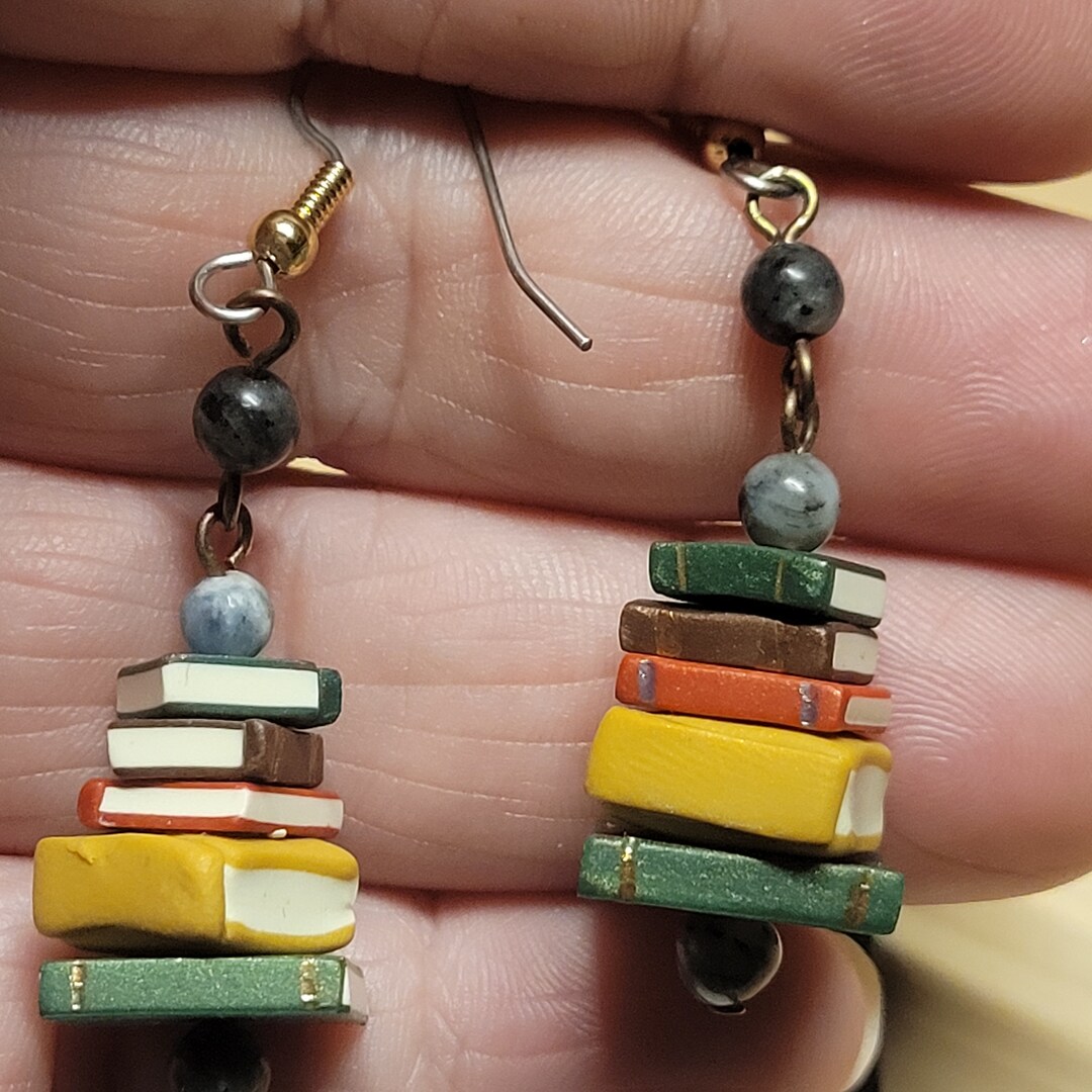 Tsundoku Stacks Stone/classic Stack Earrings Mad Dash Studio - Etsy